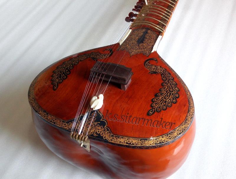 Buy Royal peacock gold sitar From K S Sitarmaker, Miraj, Maharashtra ...